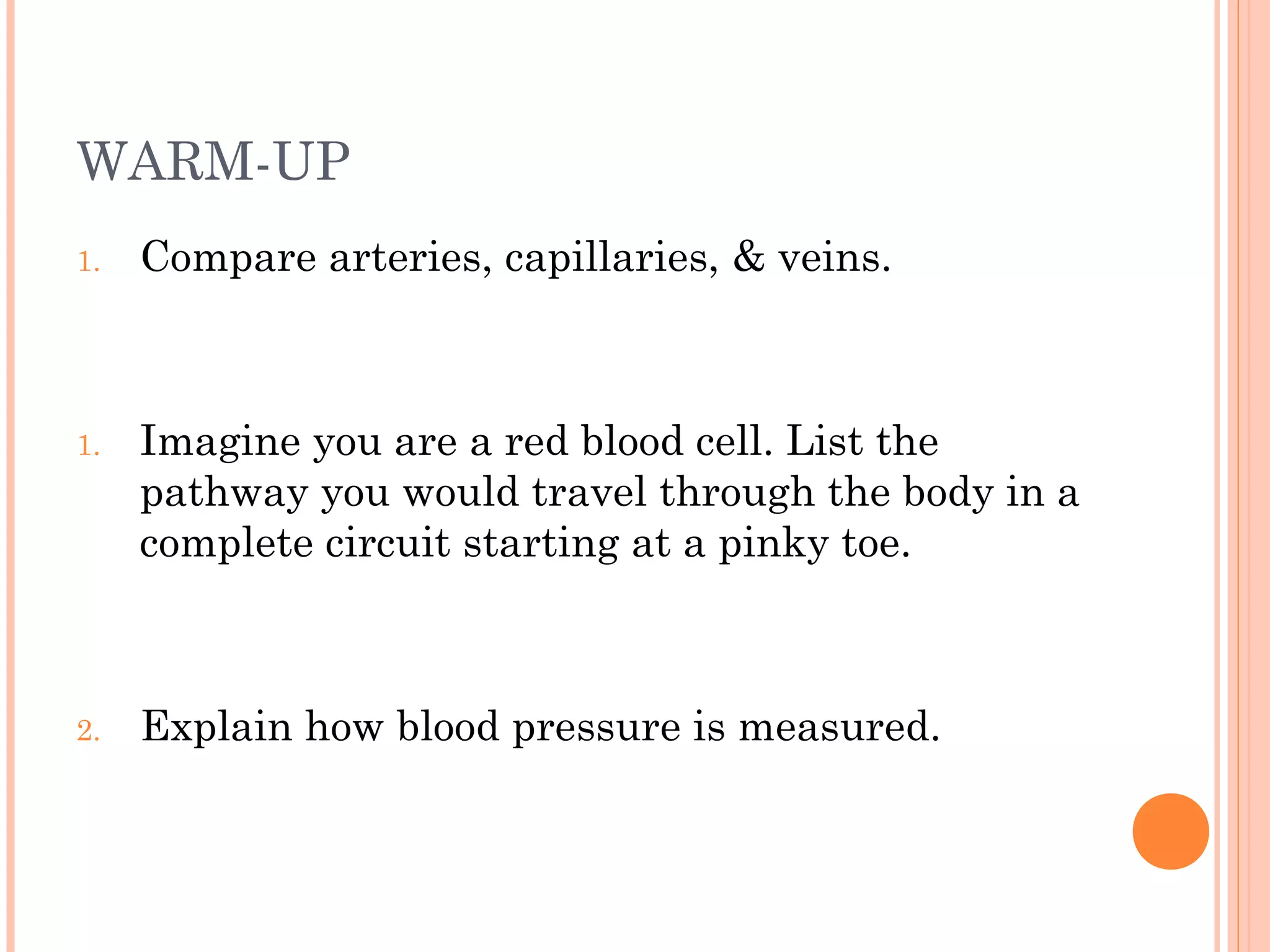Anatomy & Physiology Lecture Notes - Blood vessels & circulation | PPT