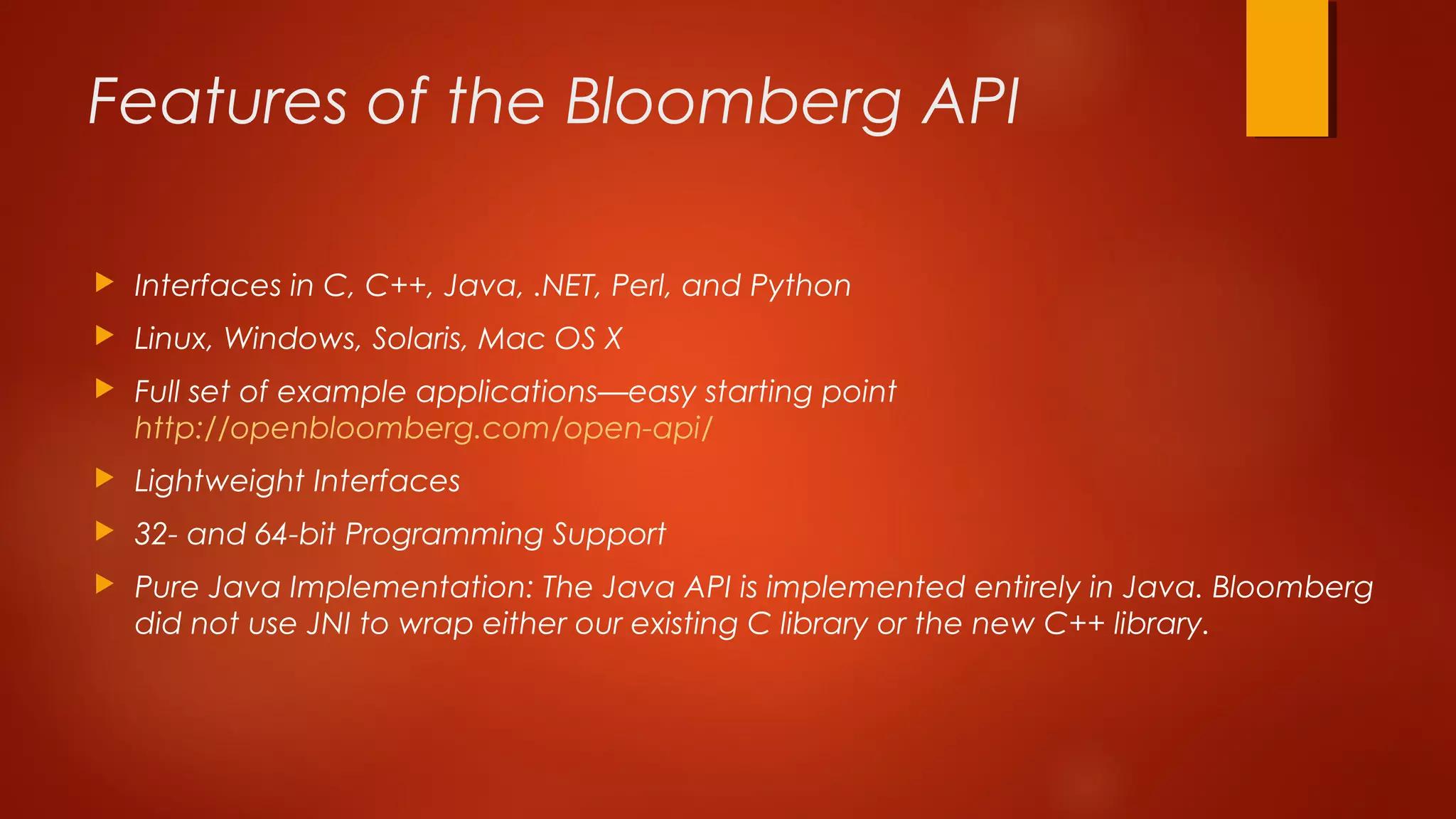 Bloomberg API Open Source Development and Solution Providers India | PPT