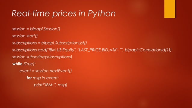 Bloomberg API Open Source Development and Solution Providers India | PPT