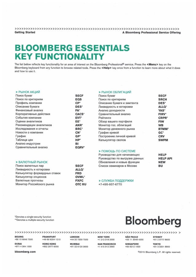 Bloomberg essentials key functionality | PDF