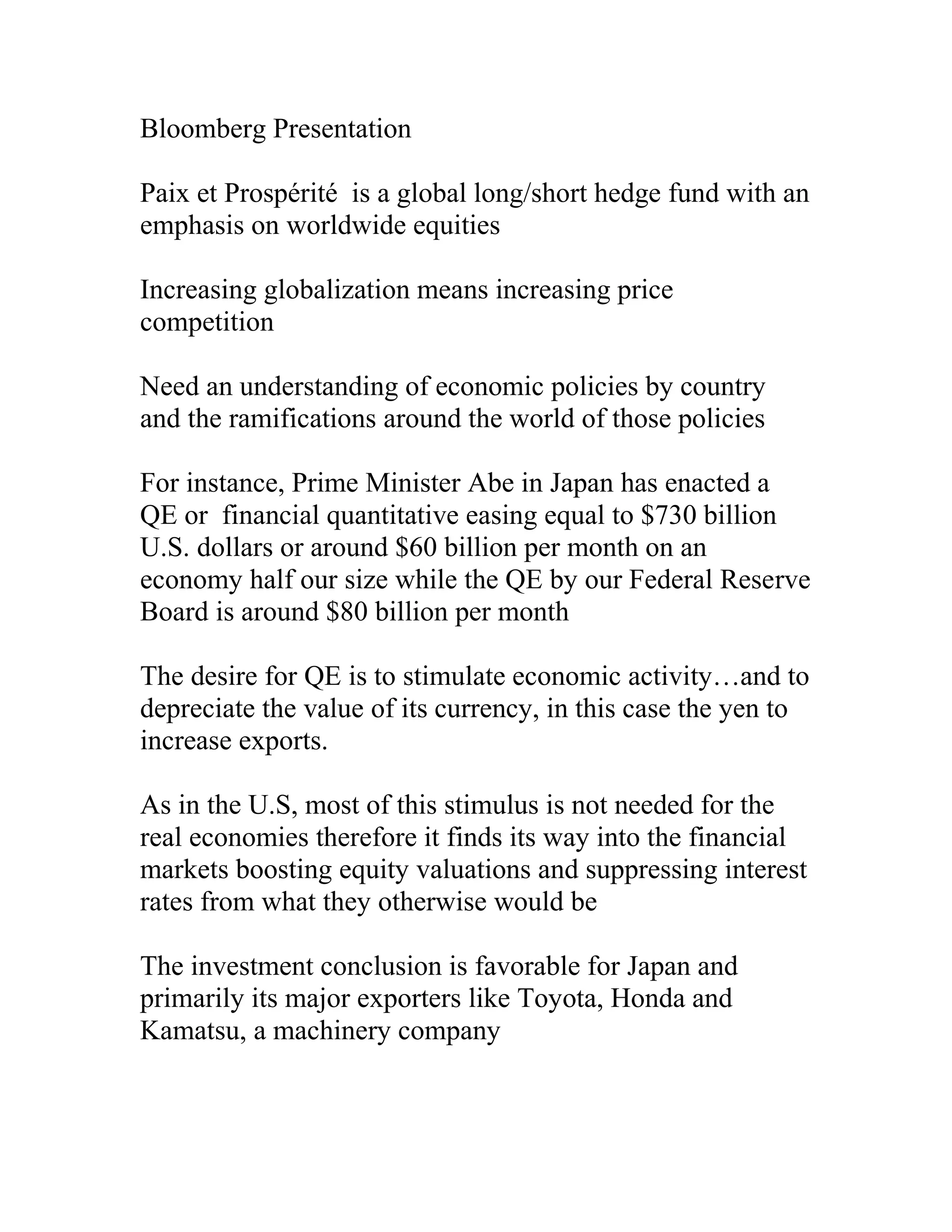 Bloomberg presentation | PDF