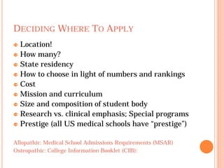 The Medical School Application Process from A-Z | PDF