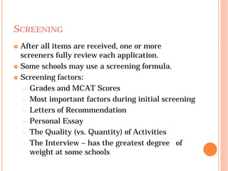 The Medical School Application Process from A-Z | PPT
