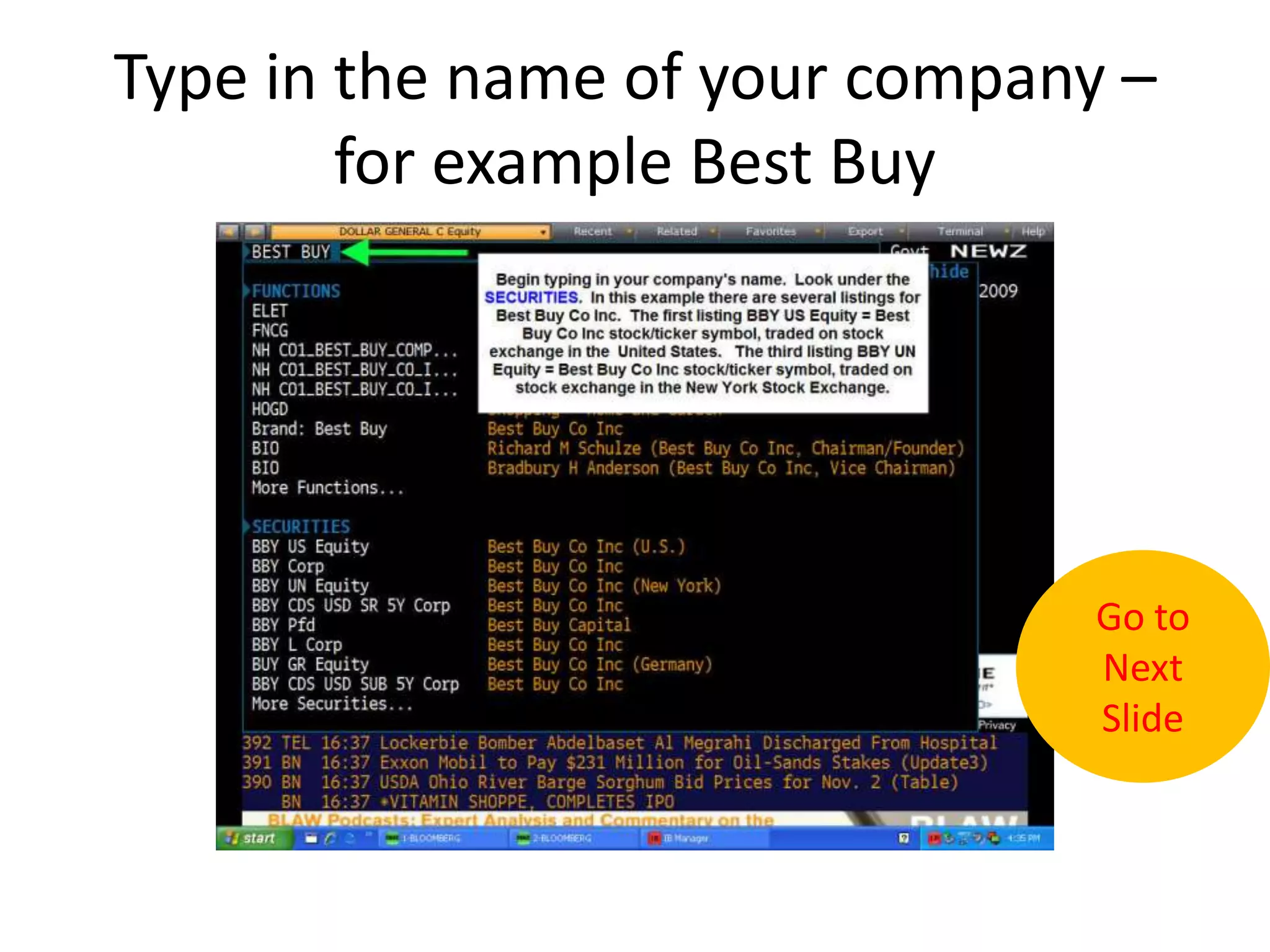 Bloomberg Tutorial Company Description | PPTX
