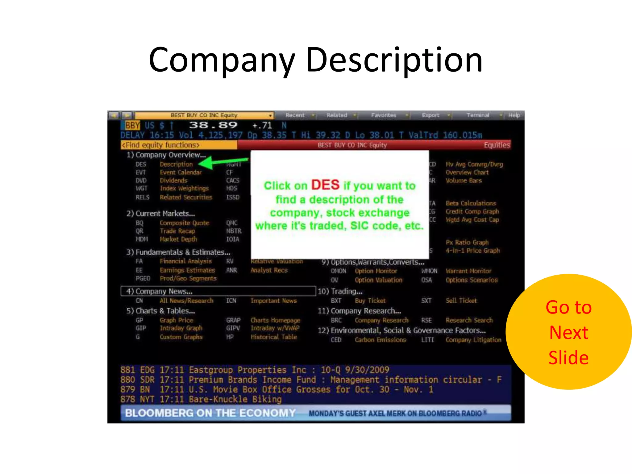 Bloomberg Tutorial Company Description | PPTX