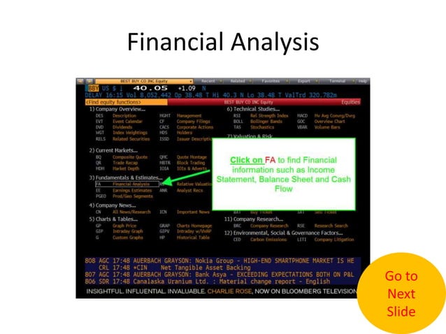 Bloomberg Tutorial Company Financial | PPTX