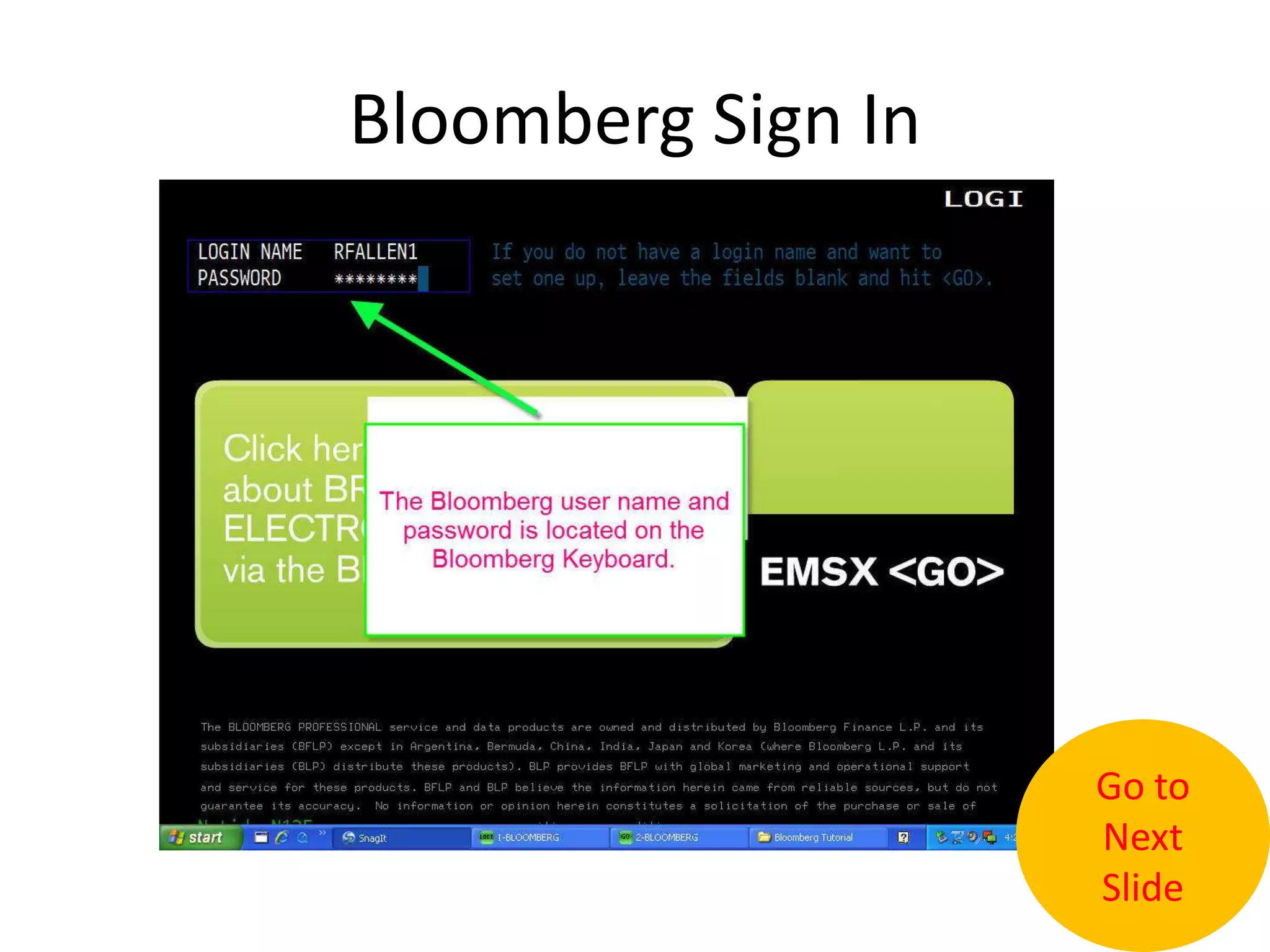 Bloomberg Tutorial Logon | PPT