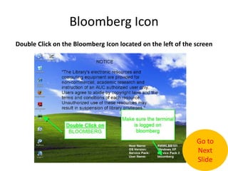 Bloomberg Tutorial Logon | PPT