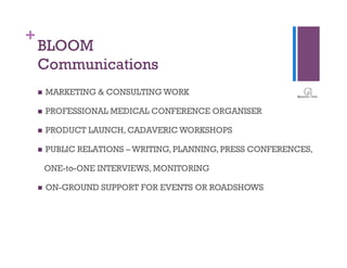 Bloom communications - About Us | PDF | Medical Health