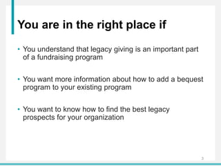 Legacy Giving Essentials: How to Build a Bequest Program | PPTX