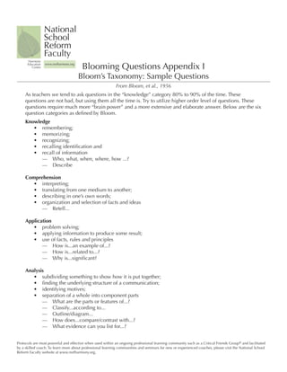 Blooming questions | PDF