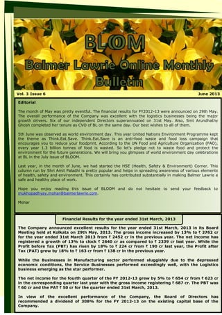 Balmer Lawrie - Bloom June 2013 | PDF