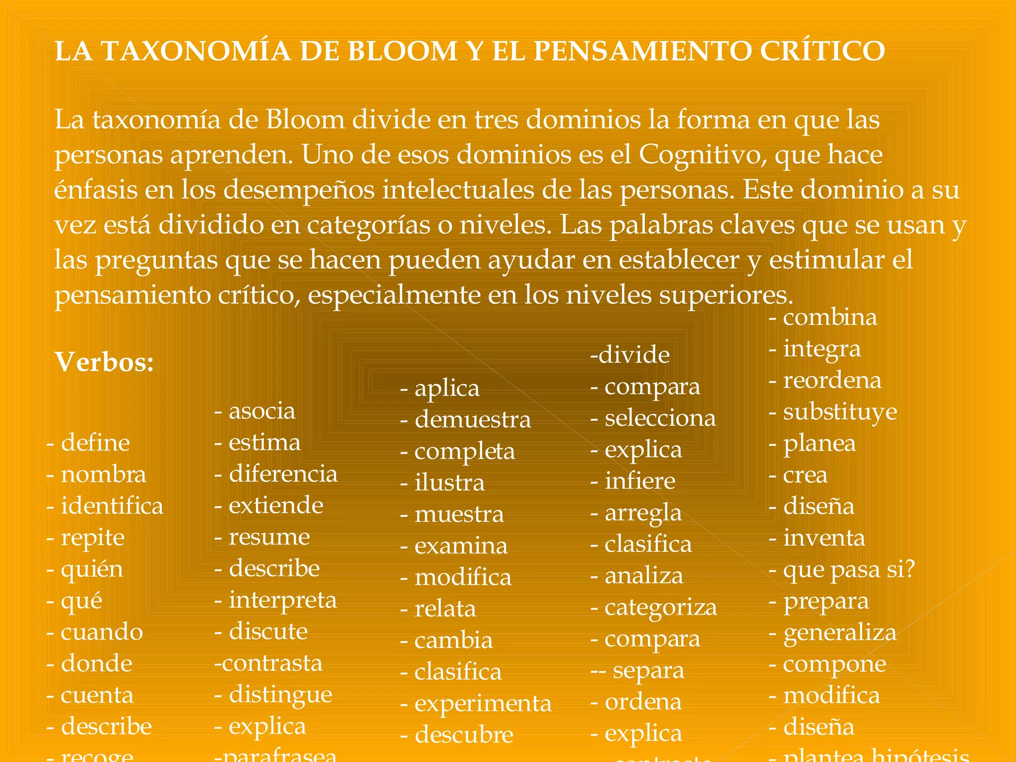 Las preguntas de eleccion multiple y la Taxonomia de Bloom | PPT