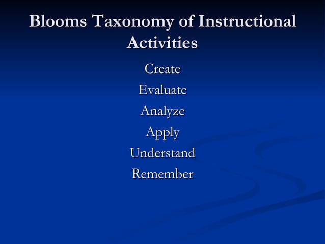 Blooms Taxonomyof Instructional Activities | PPT