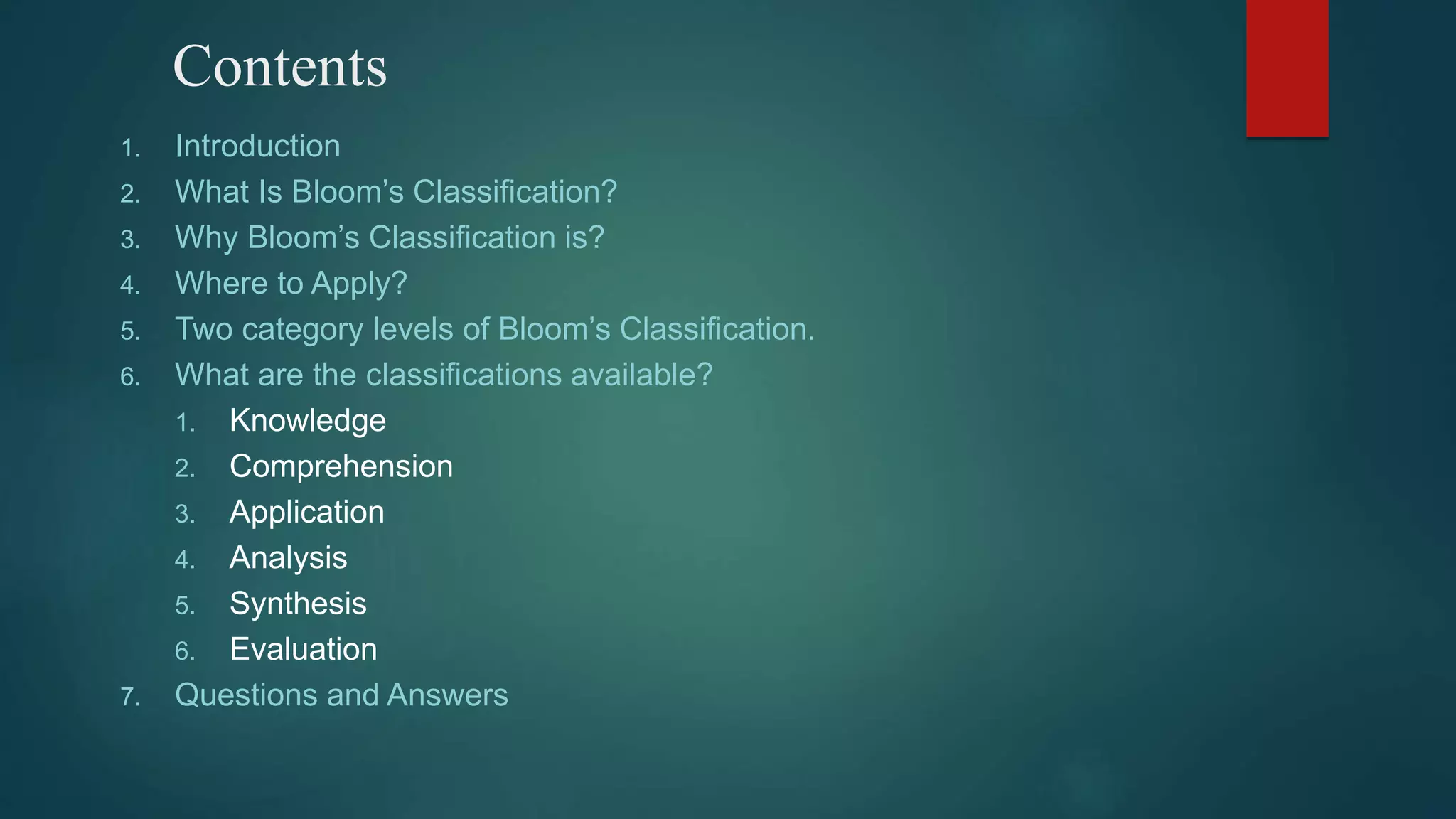 Blooms classification | PPT