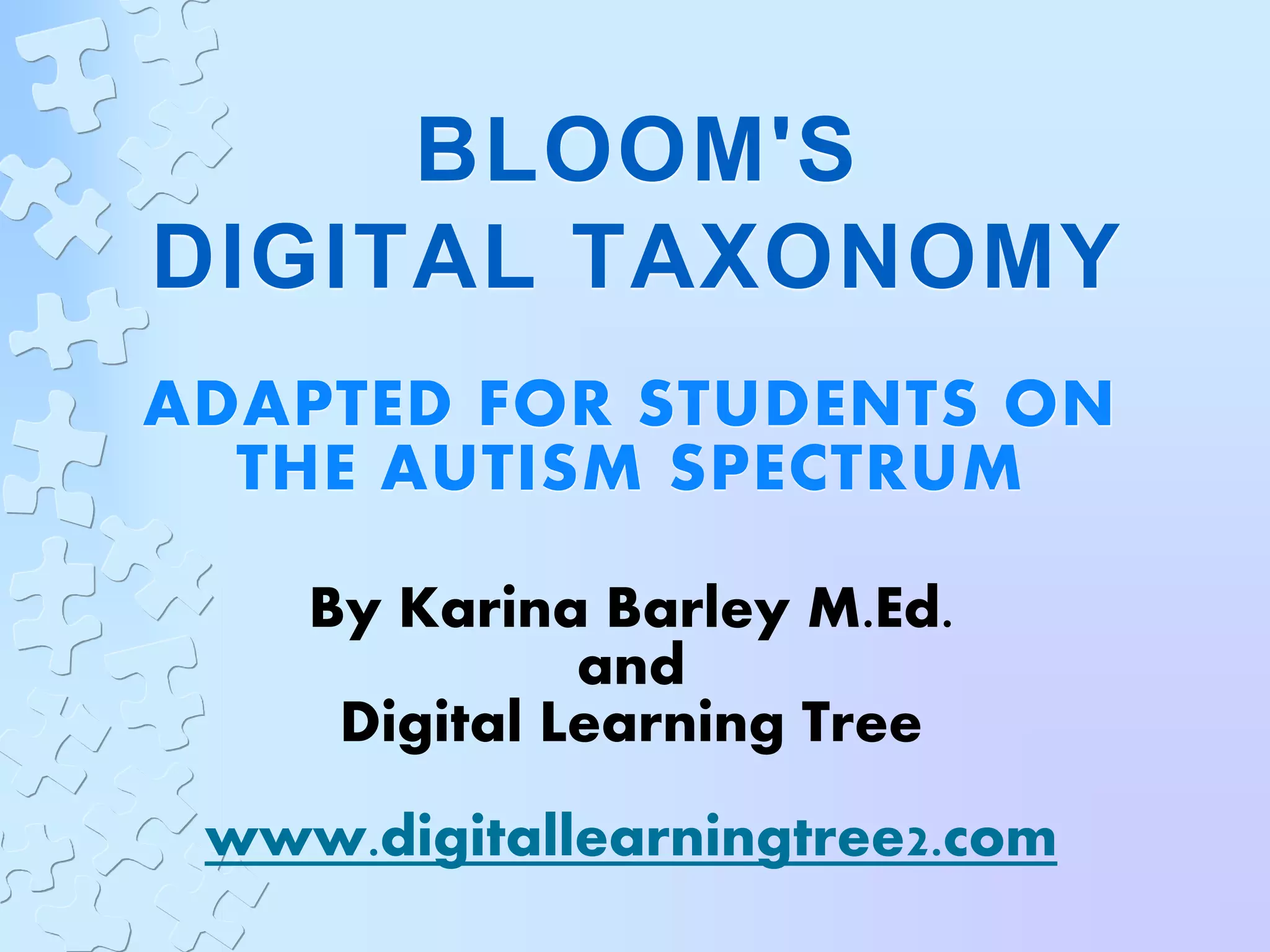 Bloom's Digital Taxonomy adapted using iPads with children on the ...