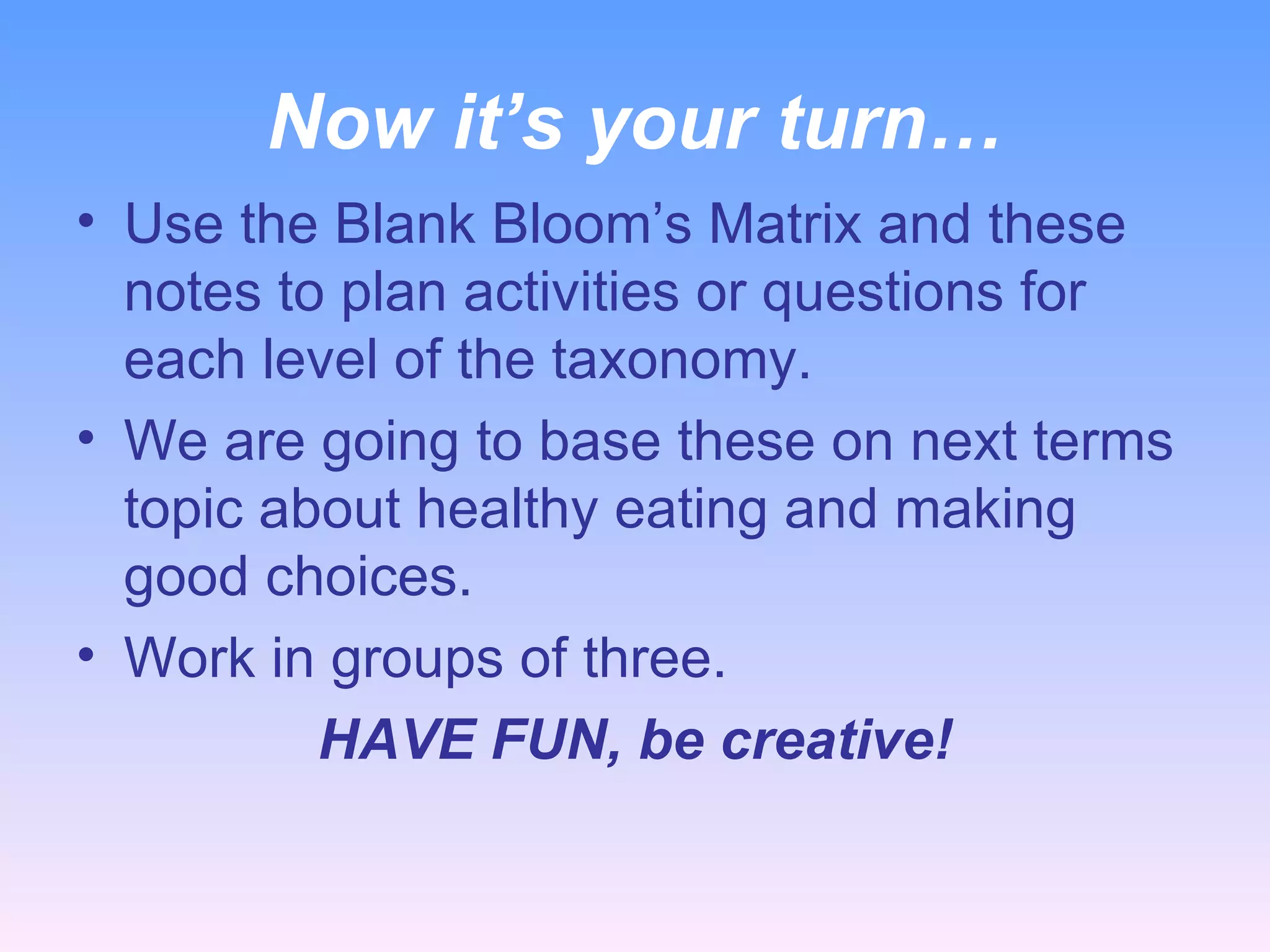 Andersons/Blooms Revised Taxonomy | PPT