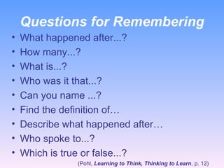 Blooms Questions | PPT | Free Download