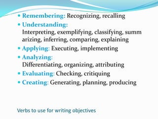 Bloom S Taxonomy More details about the general structure | PPT
