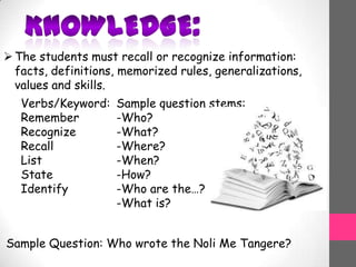 Bloom's taxonomy of Objectives | PPTX