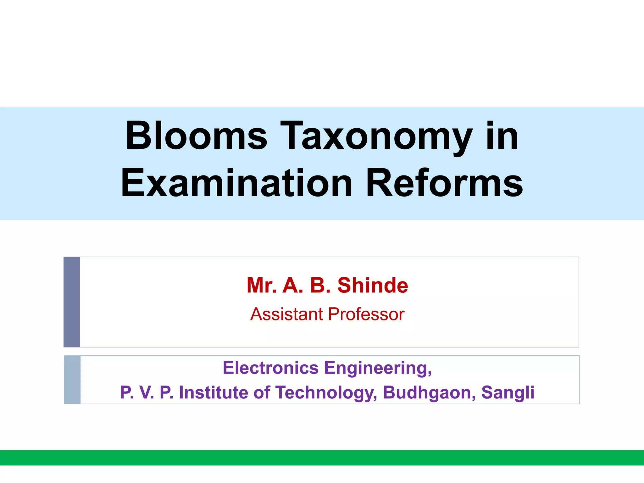 Blooms Taxonomy in Engineering Education | PPSX