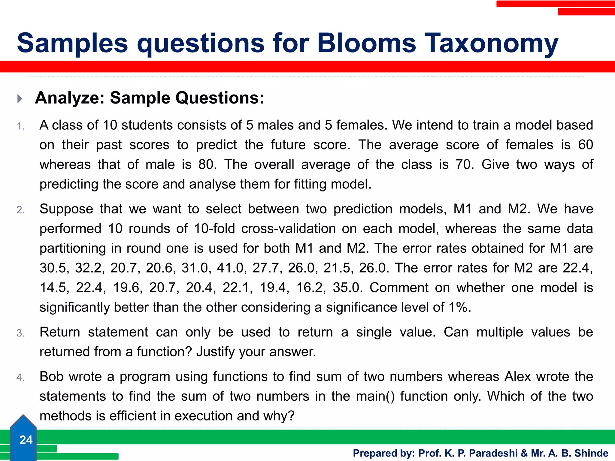 Blooms Taxonomy in Engineering Education | PPSX