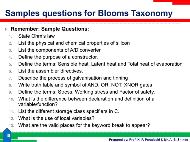 Blooms Taxonomy in Engineering Education | PPSX