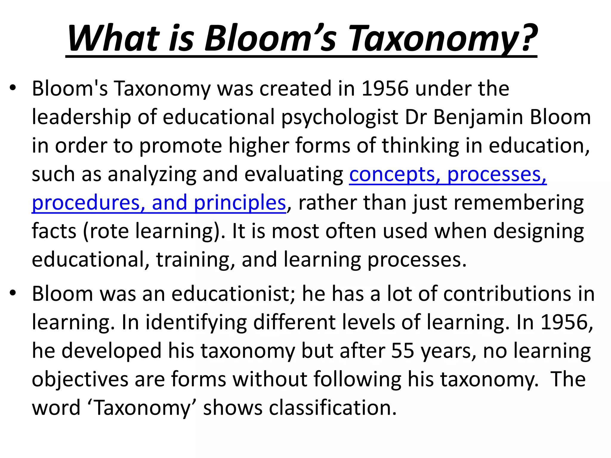 Bloom’s taxonomy | PPTX | Education