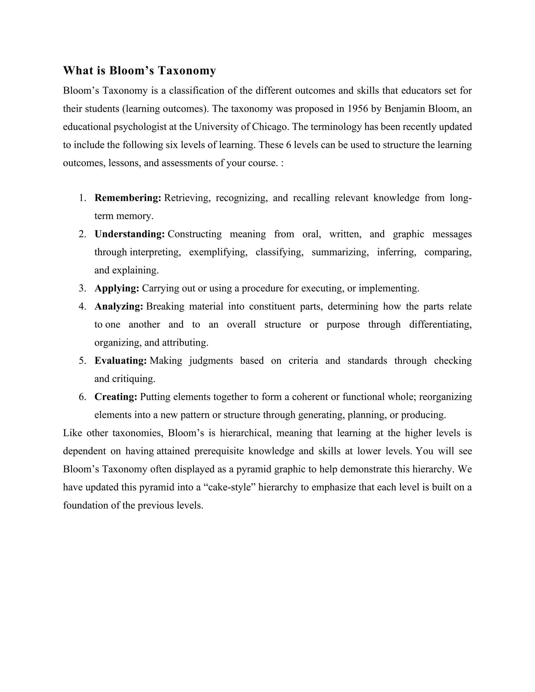 Blooms taxonomy.pdf | Educational Assessment | Education