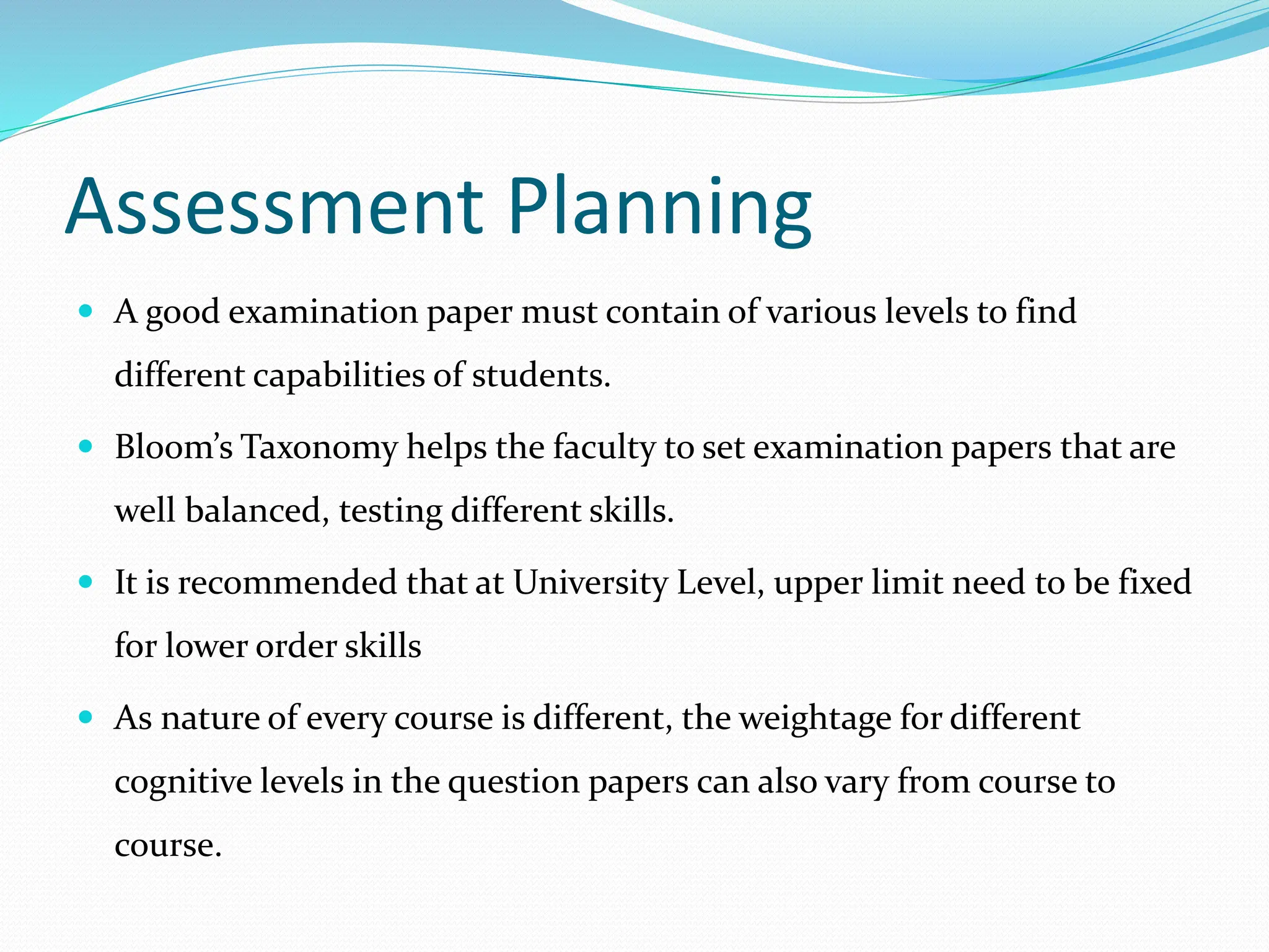 Application in Blloms Taxonomy - Examination Papers & Assessment | PPTX