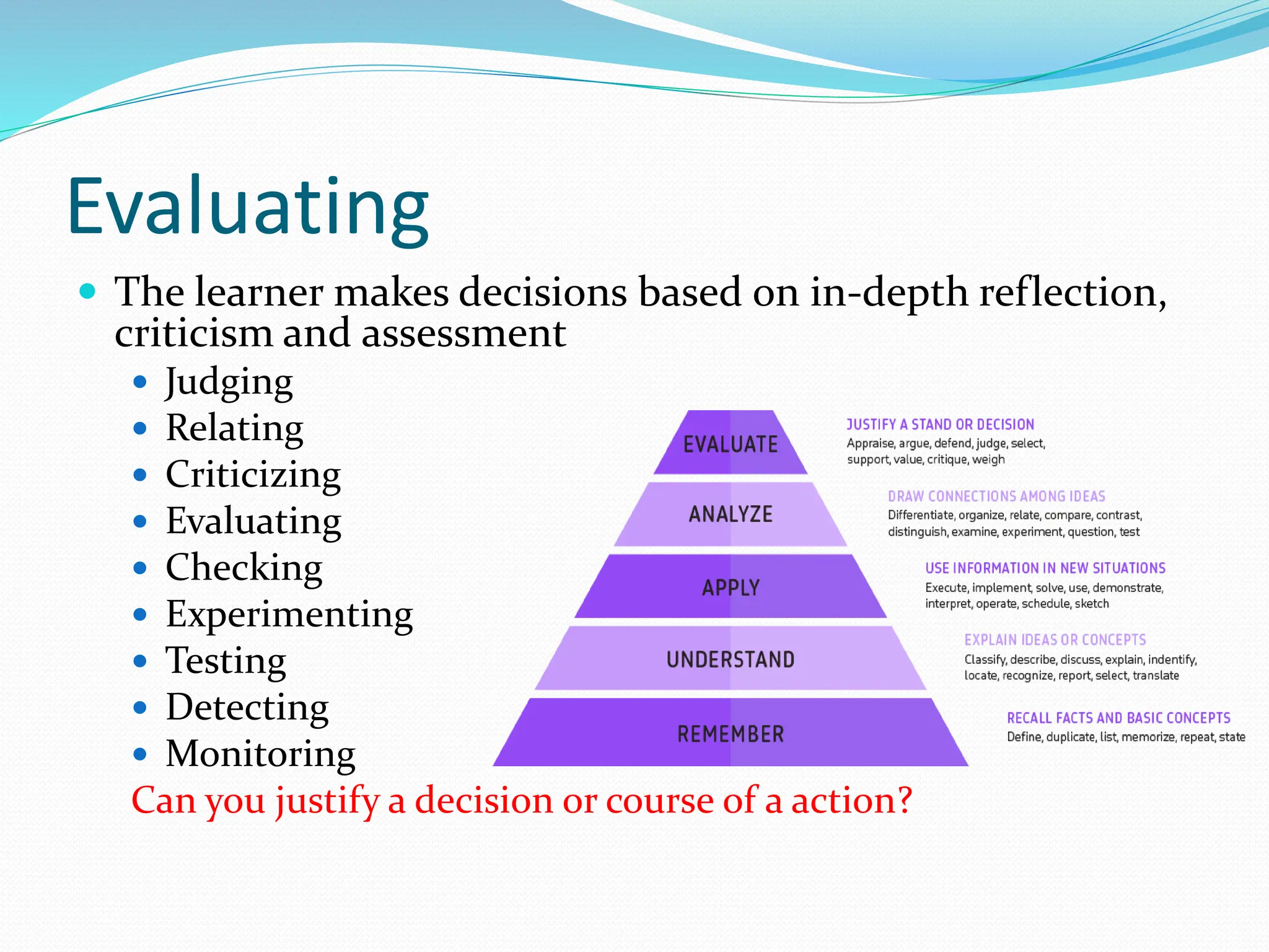 Application in Blloms Taxonomy - Examination Papers & Assessment | PPT