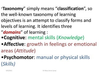 Blooms taxonomy cognitive domain. MAJ ppt | PPT