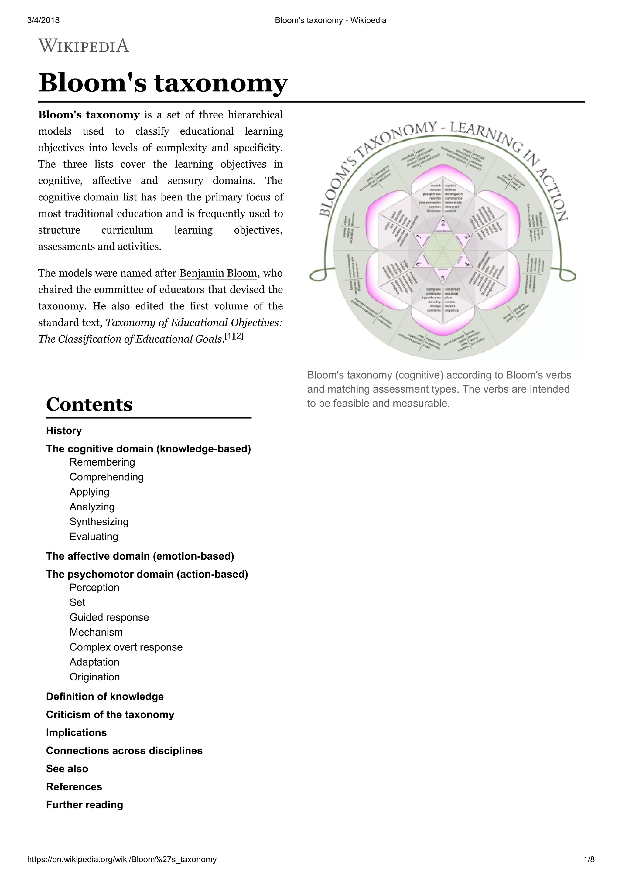 Bloom's taxonomy wikipedia | PDF
