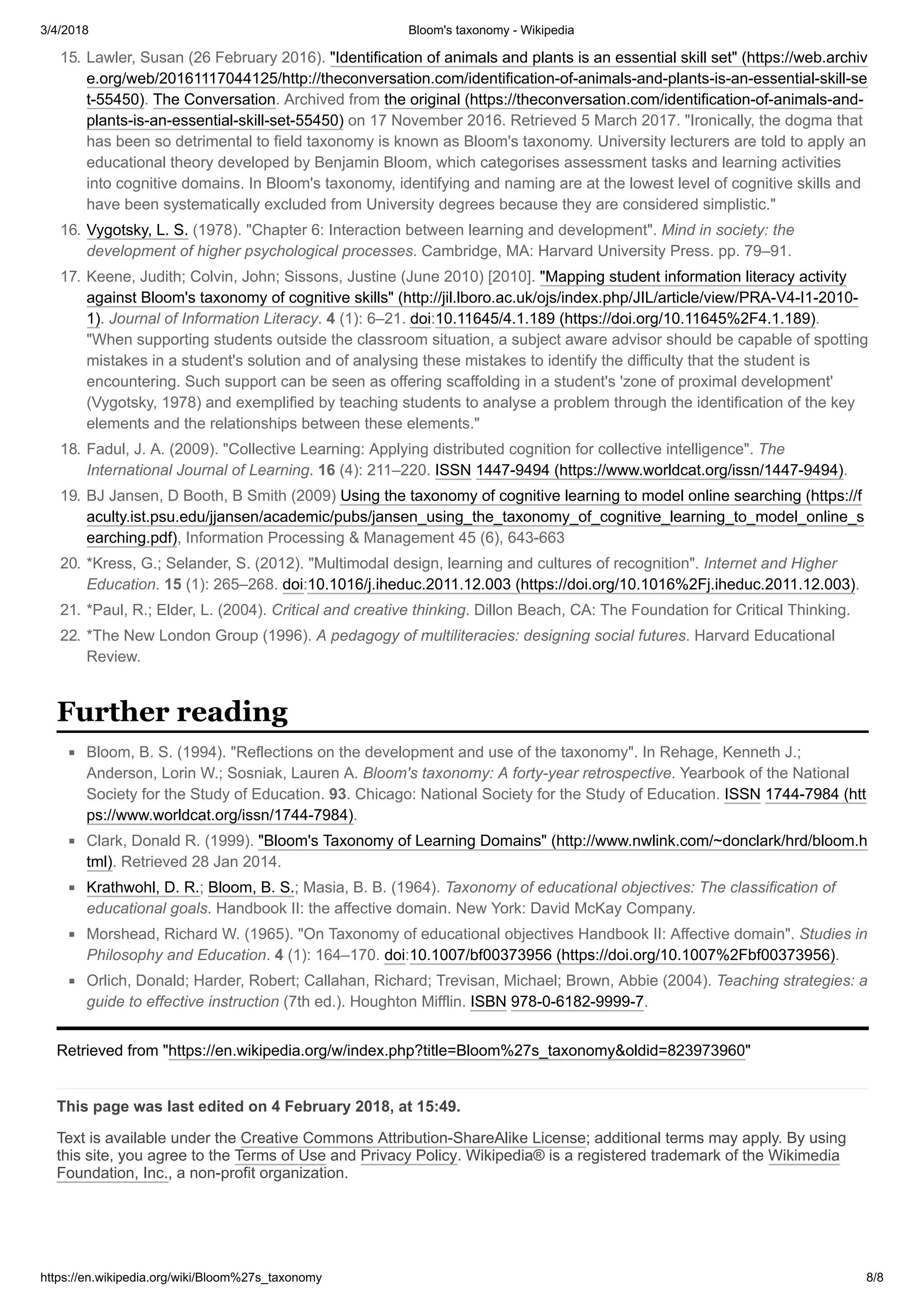 Bloom's taxonomy wikipedia | PDF