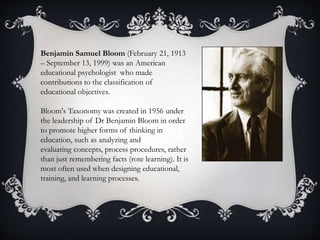 Blooms taxonomy and learning domains | PPTX