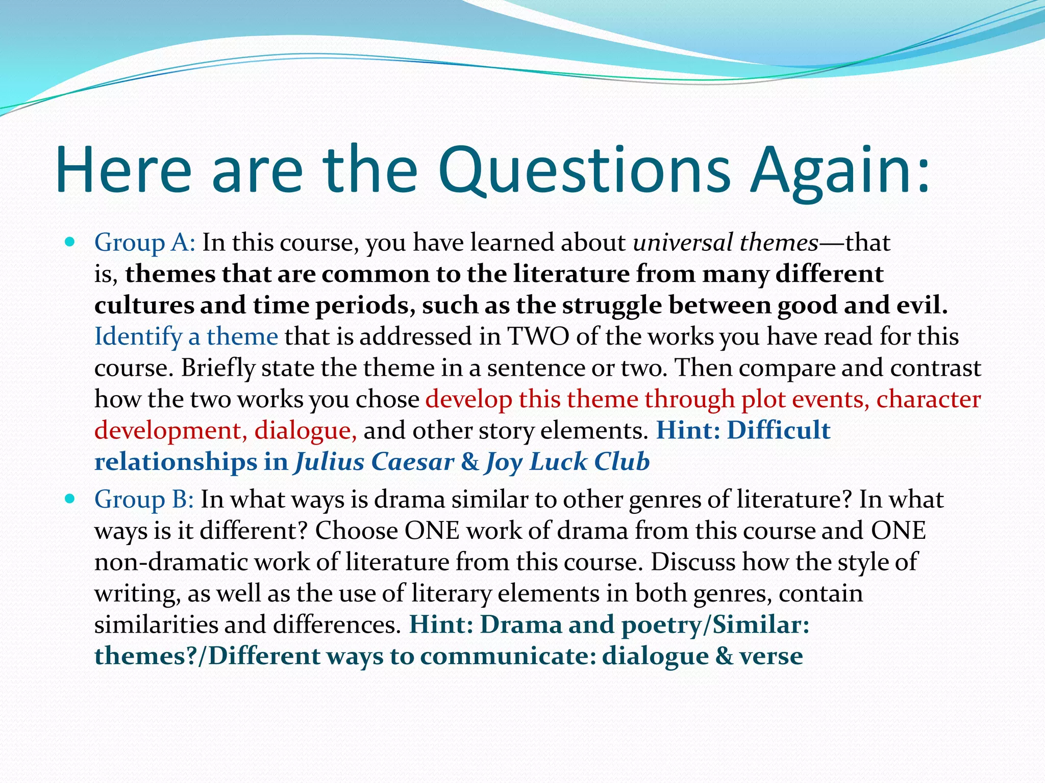 Bloom’s taxonomy and the final exam | PPTX