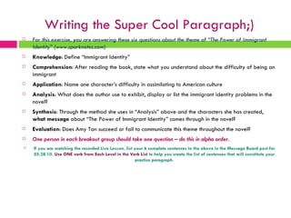 Bloom’s taxonomy and the Introductory Paragraph | PPT
