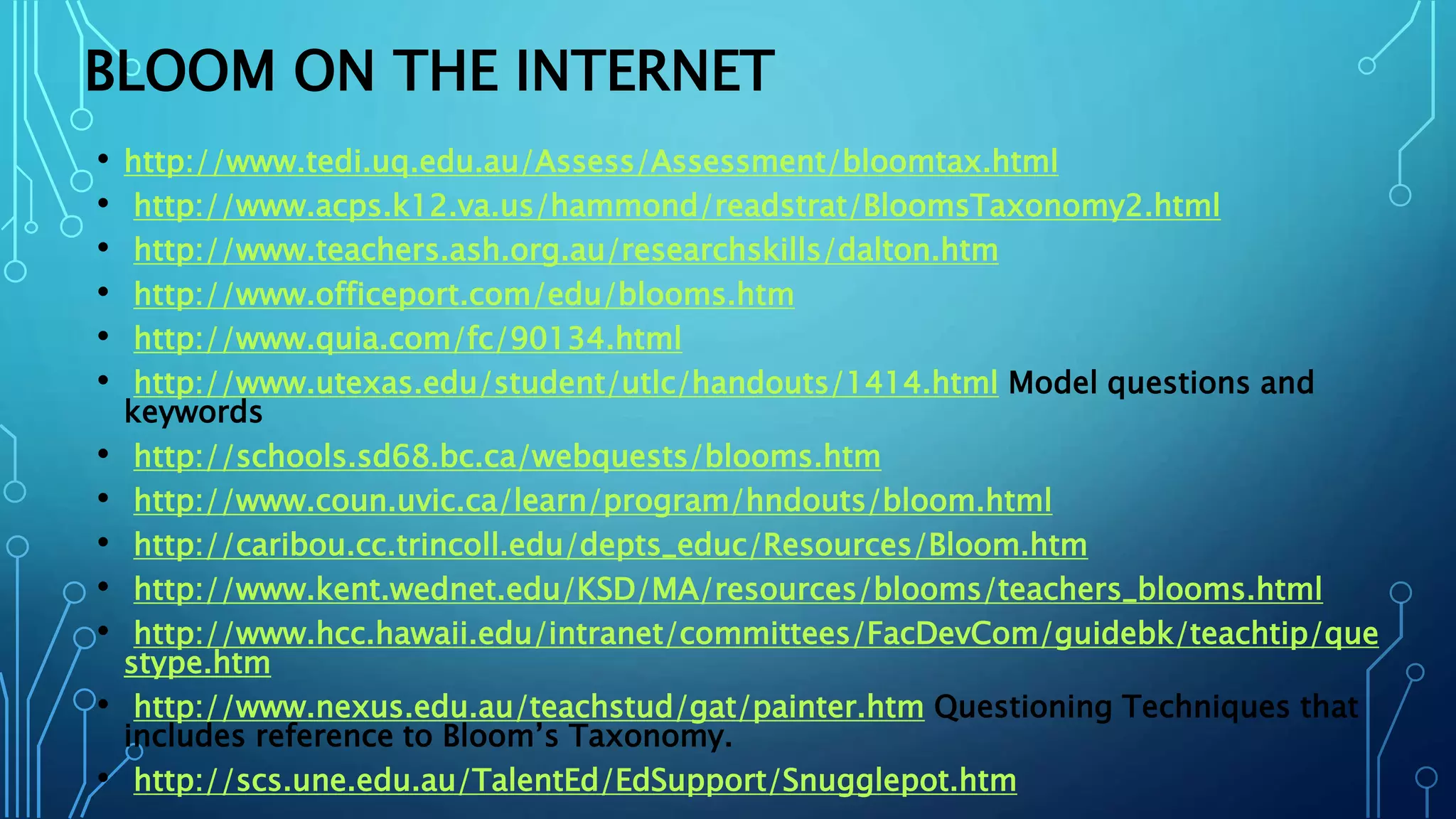 Bloom’s Taxonomy: Assessment | PPT