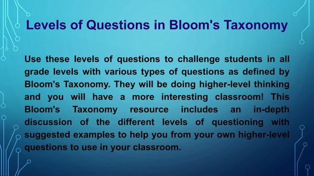 Bloom’s Taxonomy: Assessment | PPT
