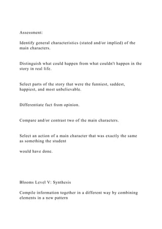 Bloom’s Taxonomy Bloom’s Taxonomy provides an important.docx