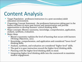Bloom’s taxonomy of cognitive objectives | PPT