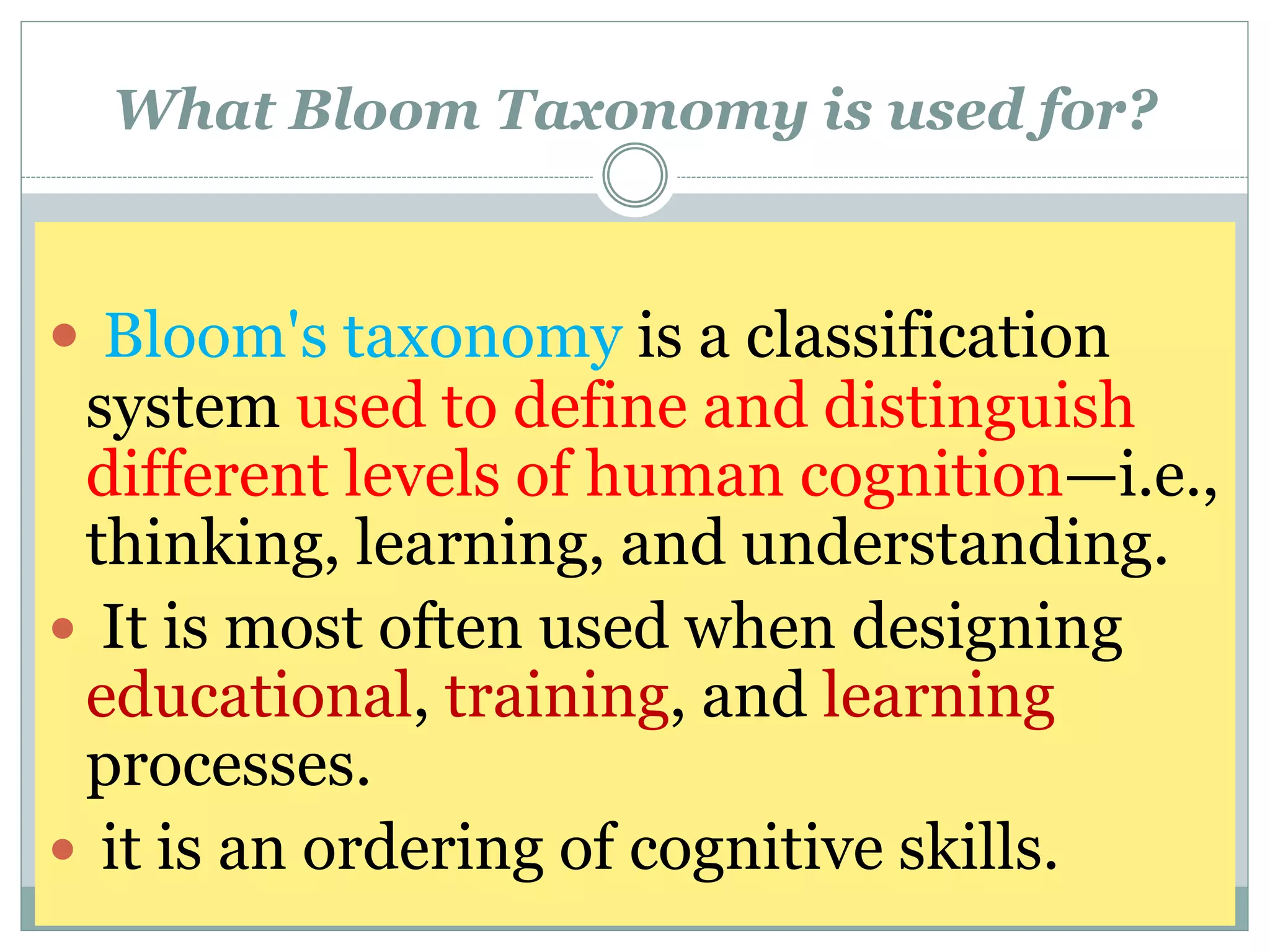 Bloom’s taxonomy of educational objectives | PPTX
