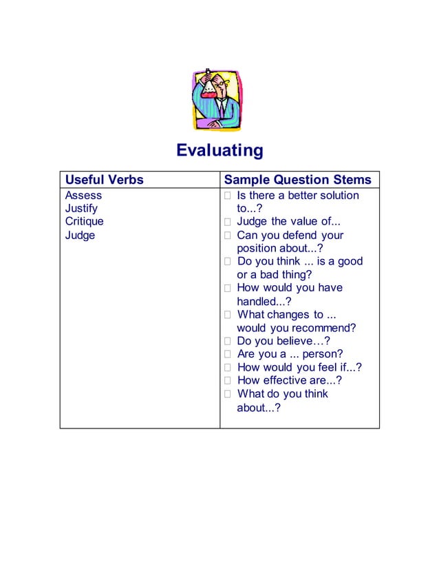 Bloom's Taxonomy Question | DOCX | Education