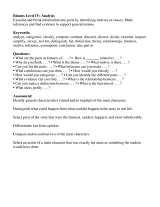 Blooms taxonomy questions | PDF