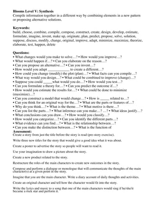 Blooms taxonomy questions | PDF