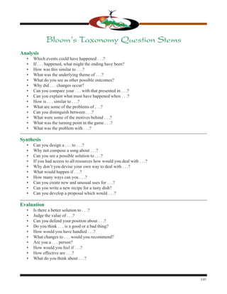 Blooms taxonomyquestionstems(1) | PDF