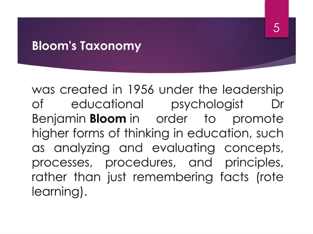 BLOOM TAXONOMY and Smart Objectives, Teaching Process | PPT