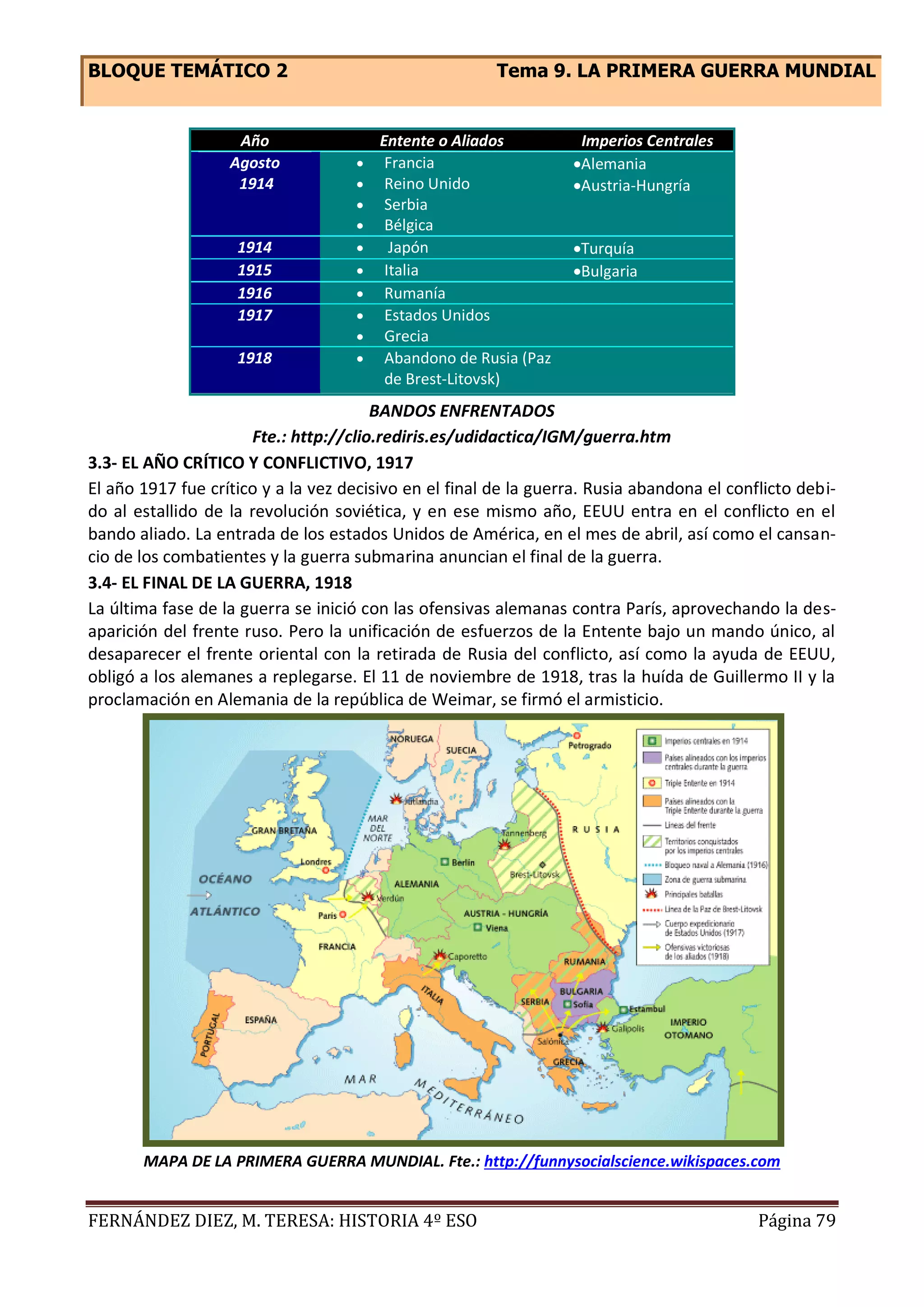 Bloque 2. tema 9 la primera guerra mundial | PDF