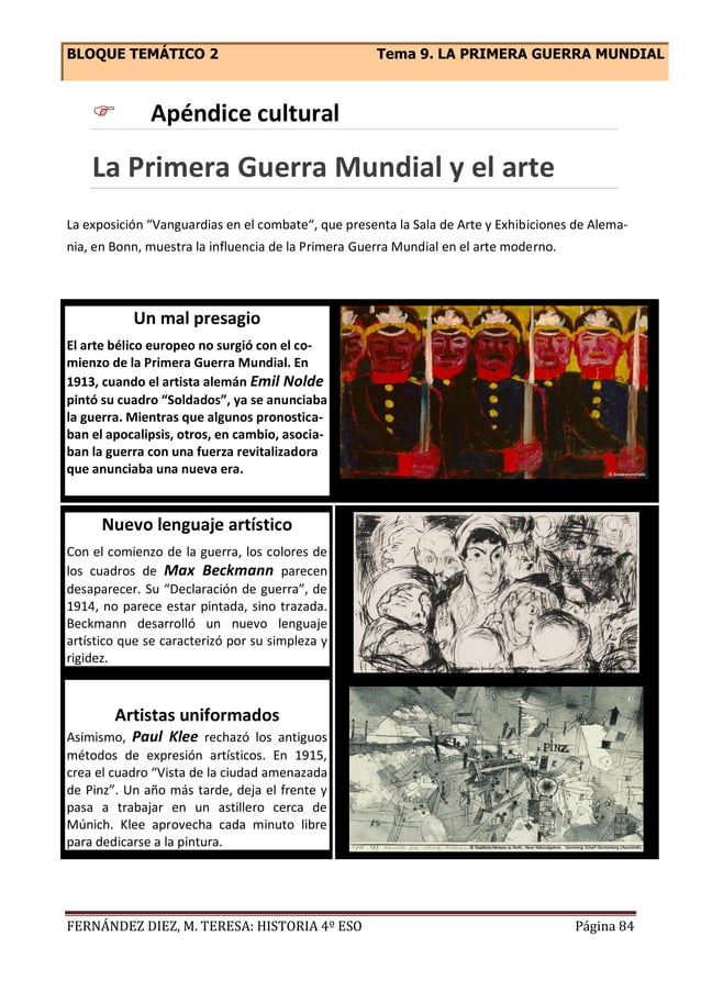 Bloque 2. tema 9 la primera guerra mundial | PDF