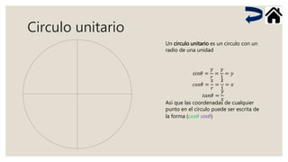 funciones trigonometricas en el plano cartesiano y circulo unitario | PPTX